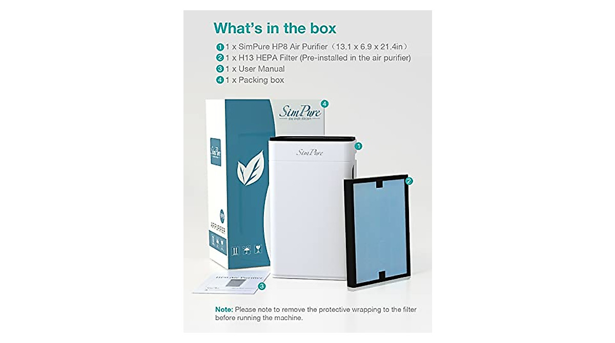 SimPure HP8 Air Purifier | Quiet HEPA Filter for Homes