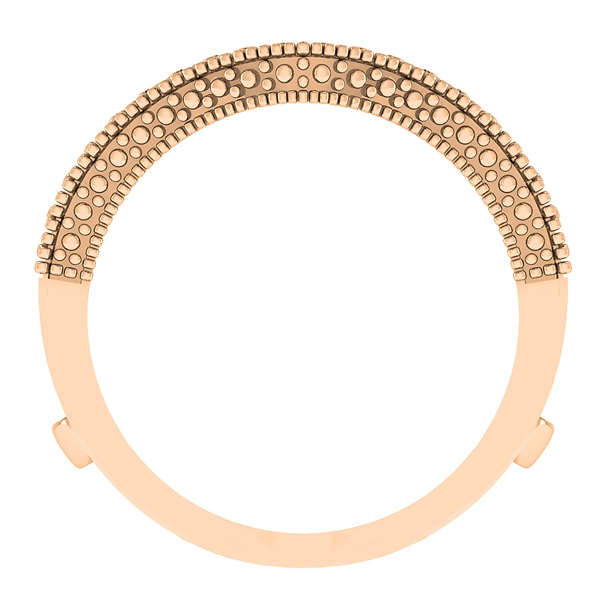 Dazzlingrock Collection Round Blue Sapphire & White Diamond Millgrain Double Guard Wedding Band for Women in 14K Rose Gold, Size 4