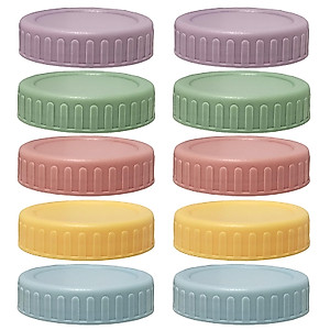 10 Plastic Mason Jar Lids, Colored Mason Jar Lids, 70mm Inner Diameter Mason Jar Lids Regular Mouth with Silicone Ring,Regular Mouth Mason Jar Lids Suitable for Glass Cans, Cans