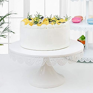 LUCYCAZ 12-inch White Cake Stand, No Need to Install Single Layer Round Metal Cupcake Holder Stand, Wedding Birthday Party Dessert Holder Pedestal/Display/Plate