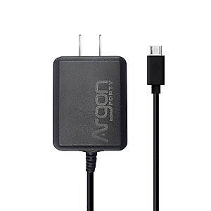Argon Micro USB Cable Power Supply 5.25 Volts 3 Amps for Raspberry Pi 3 and Zero Boards | UL Listed | 3.3 Feet Long Cable with Micro USB Connector | Micro USB Cable and Wall Charger