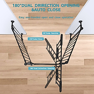 149-Inch Super Wide Adjustable Baby Gate and Play Yard, 4-in-1, Safety Playpen - Fireplace Fence for Toddler/Pet/Dog,Bonus Kit, Includes 4 Pack of Wall Mounts (6 Panels(30"-149"), Black)