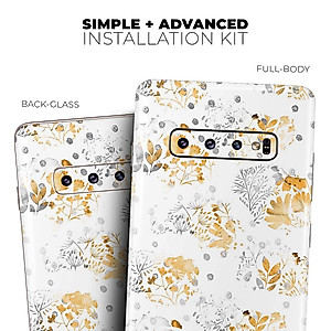 DesignSkinz Karamfila Yellow & Gray Floral V5 Protective Vinyl Decal Wrap Skin Cover Compatible with The Samsung Galaxy S20 (Screen Trim & Back Glass Skin)