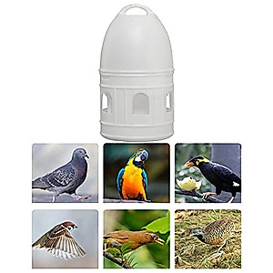 Gralara Pigeon Water Dispenser Feeder 10L Water Bottle Water Pot Container Waterer with Handle Bird Water Drinker for Chicken Parrot Duck Parakeet, White
