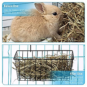 4 Pack Rabbit Hay Feeder for Cage Bunny Hay Feeder Rack with Heavy Duty Hanging Hay Holder Metal Bunny Hay Rack Holder for Bunny, Chinchillas Guinea Pig Cage Accessories, 10.8 x 5.9 x 4.5 Inch