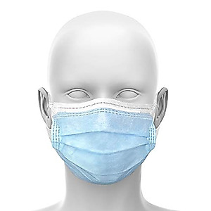 Single Use Pullout Comfort Earloop Disposable Face Mask (Pack of 50), Blue - Latex Free