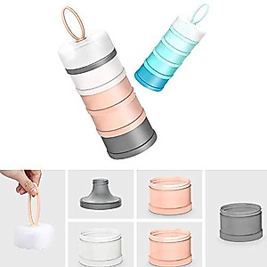 Kaptin Formula Dispenser,Non-Spill Portable Stackable Baby Milk Powder Dispenser,Snack Storage Container,BPA Free,4 Feeds (Pink)