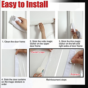 Preboun 3 Sets Dust Barrier Magnetic Dust Barrier Door Kit 4' x 7.5' Construction Dust Barrier Plastic Barrier for Construction Self Closing Plastic Door Curtain for Doorways Room (Red)