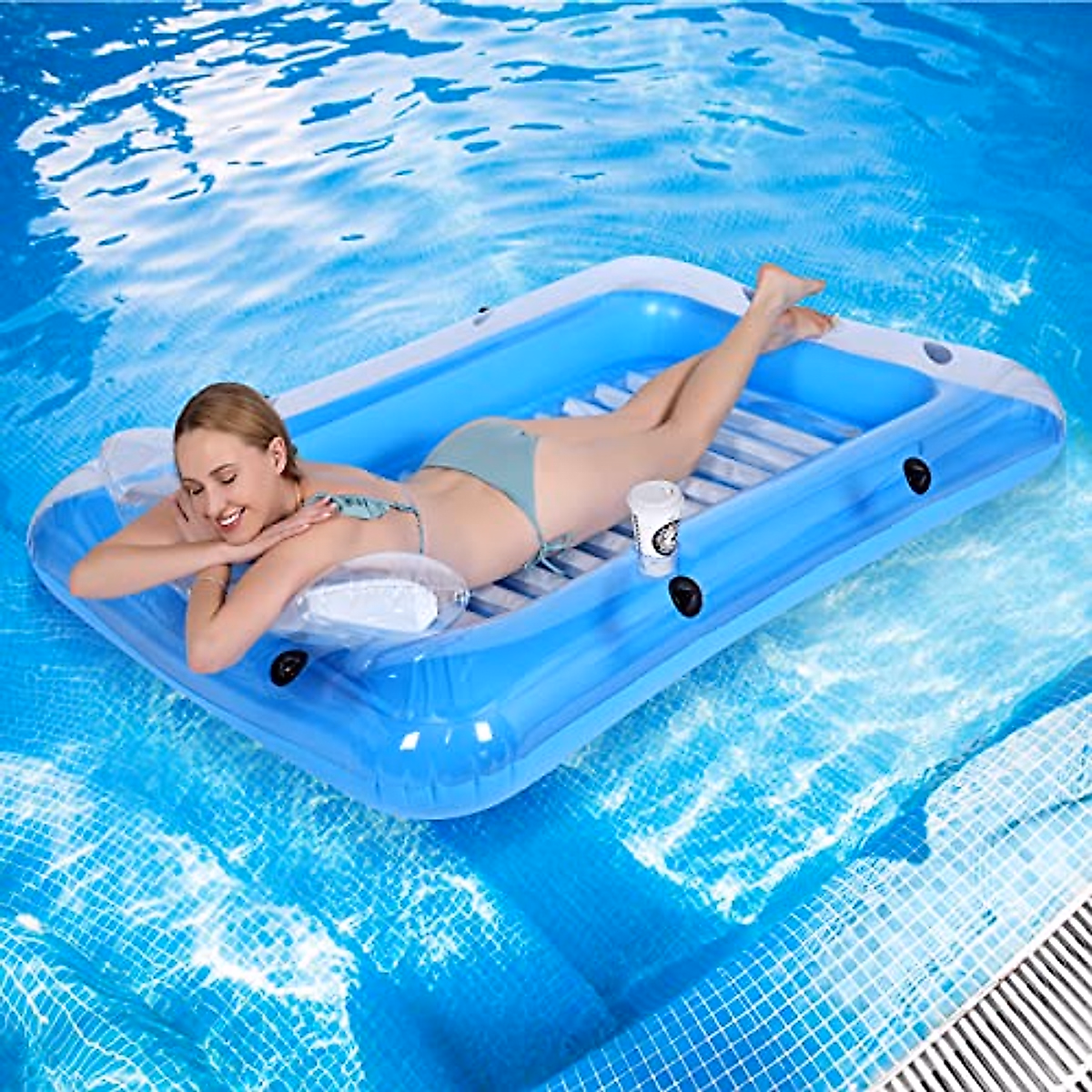 NOCCUR Tanning Pool for Adults -Inflatable Tanning Pool - Pool Floats Adult Size-Pool Floats Lounger with Comfort Pillow-Suntan Tub-Tanning Pool Raft Tub for Swimming Pools in Summer