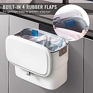 ELPHECO Kitchen Compost Bin with Lid 1.8 Gallon Hanging Trash Can with Lid, 7 Liter Wall-Mounted Garbage Can for Kitchen Cabinet Door, Small Under Sink Trash Can for Cupboard, Bathroom, Office