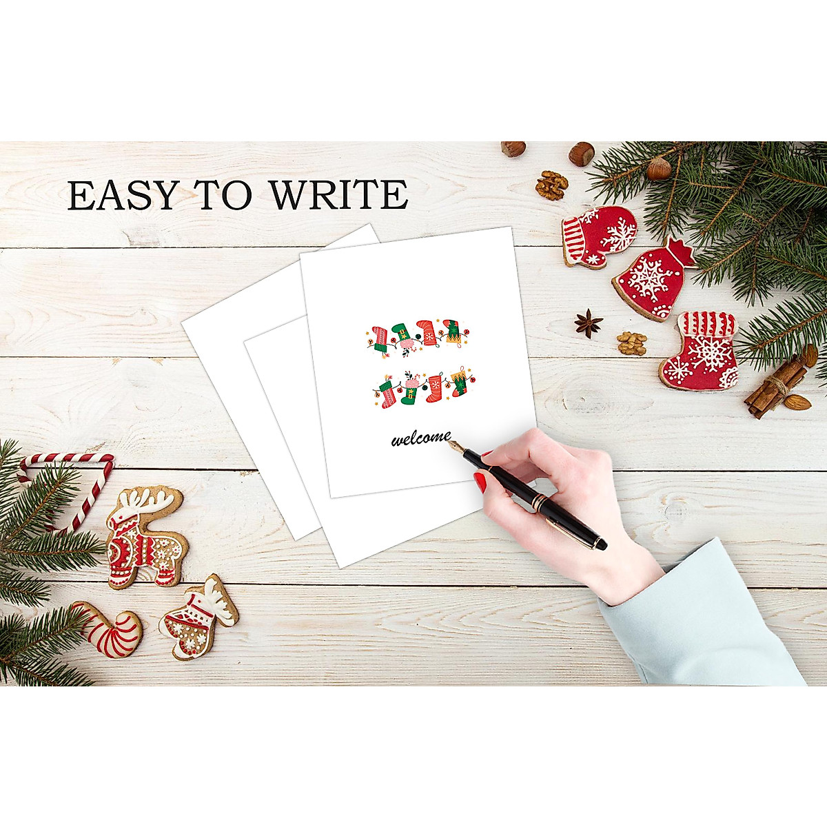 25 Pack Christmas Tent Place Cards, Place Cards for Table Setting, Folded Eggshell Paper Name Tent Cards for Christmas Holiday Dinner Decorations - CM02