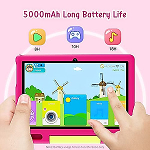 ApoloSign Kids Tablet, 10.1 Inch Android 13 Tablet for Kids, 32GB ROM with 1280 * 800 HD Screen, WiFi, Bluetooth, 5000mAh Battery, Parental Control APP, Educational Games, and Shockproof Case(Pink)