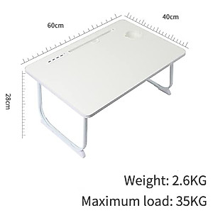 Rectangular Desktop Laptop Bed Desk,Bed Tray Table with 4 USB Port, Computer Laptop Stand for Port/Cup Holder/Storage Drawer,for Bed /Couch /Sofa Working, Reading (White)