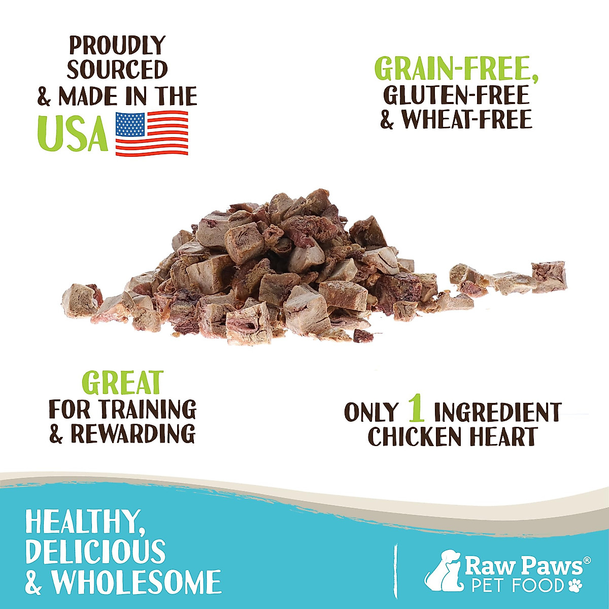 Raw Paws Chicken Hearts Treats, 4 oz - All Natural Freeze Dried Dog Cat Ferrets Food Topper - High Protein Pet Treats - Taurine Source - Grain Free