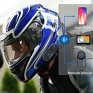 FreedConn T-COMVB Motorcycle Helmet Bluetooth Intercom Interphone Headset Headphones Kit for 2 or 3 Riders /MP3 Player/GPS/FM Radio/Hands Free (5 pin)