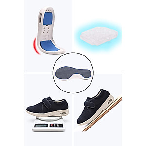 ZUMEIJIA Women's Diabetic Shoes for Women Casual Adjustable Walking Shoes Wide Shoes for Elderly Swollen Feet Non-Slip Air Cushion Bottom Fattening and Widening Blue 10