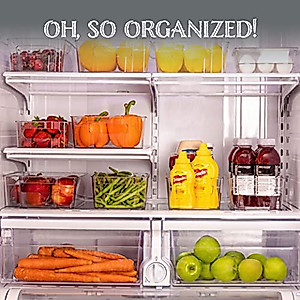 Refrigerator Organizer Bins - Clear Plastic, Stackable, Narrow and Wide Bin Sizes, Egg Tray with Lid. Great Storage for Fridge, Cabinets, Countertops and Pantry. (Set of 12)