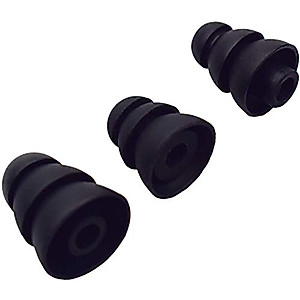 JNSA 3 Flange Noise Cancelling Triple Flange Eartips Eargels Earpads Ear Tips Gels Bud Compatible with Inside Diameter 4mm-5mm Earbuds in-Ear Earphones（Inner Hole 4mm） ,S/M/L,6 Pairs, Black 3F6P3