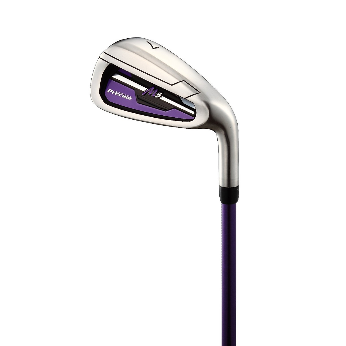 Precise M5 Ladies Womens Complete Right Handed Golf Clubs Set Includes Titanium Driver, S.S. Fairway, S.S. Hybrid, S.S. 5-PW Irons, Putter, Stand Bag, 3 H/C's Purple (Right Hand)