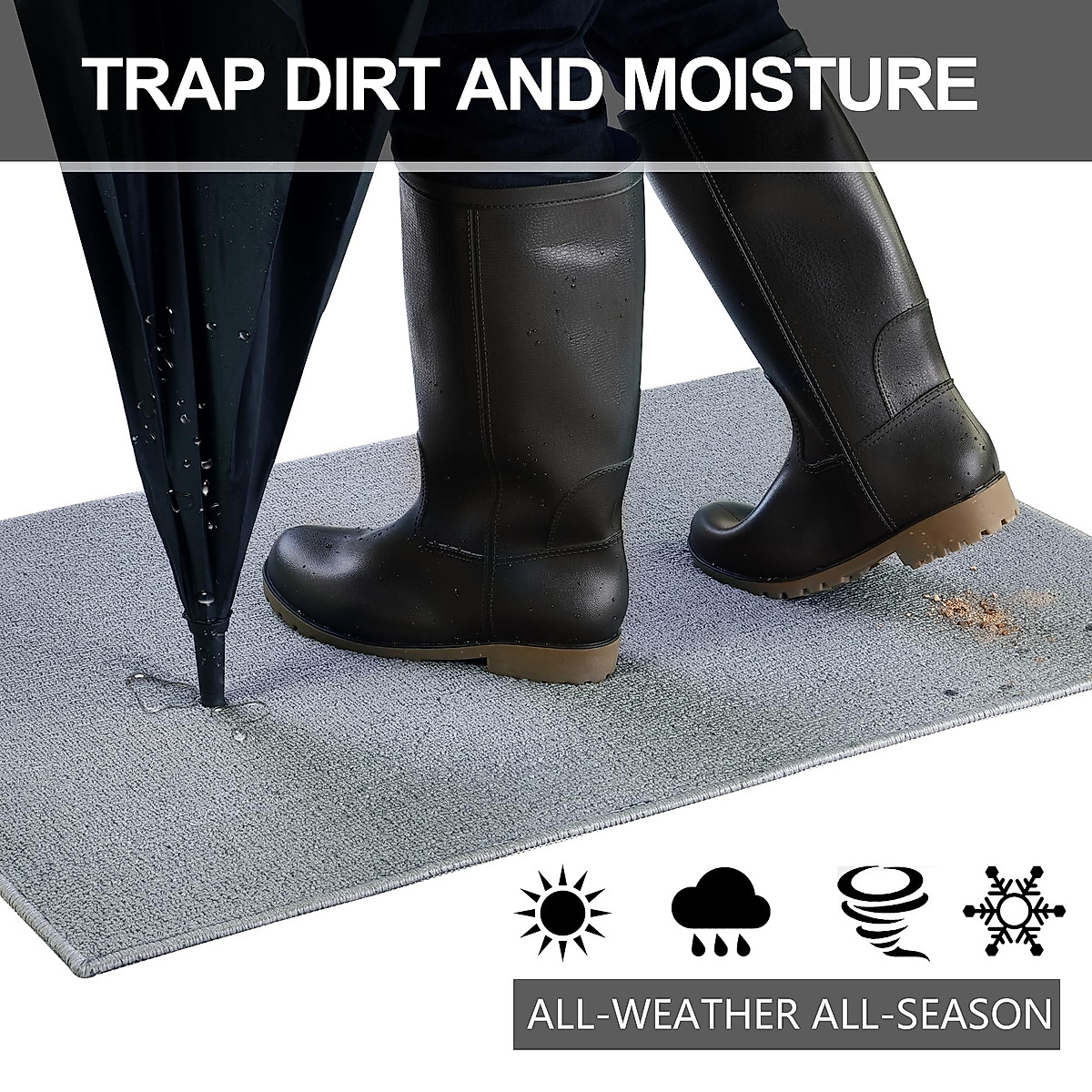 FONEYI Indoor Door Mat, Front Door Rug 24"x36" Non Slip Rubber Backing Door Mats, Low-Profile Absorbent Resist Dirt Entrance Mat Inside Floor Mats for Entryway, Machine Washable Dog door mat, Grey