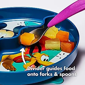 The First Years Disney Mickey Mouse Baby Suction Plate - Divided Toddler Plates with Suction - Kids Plates Made Without BPA