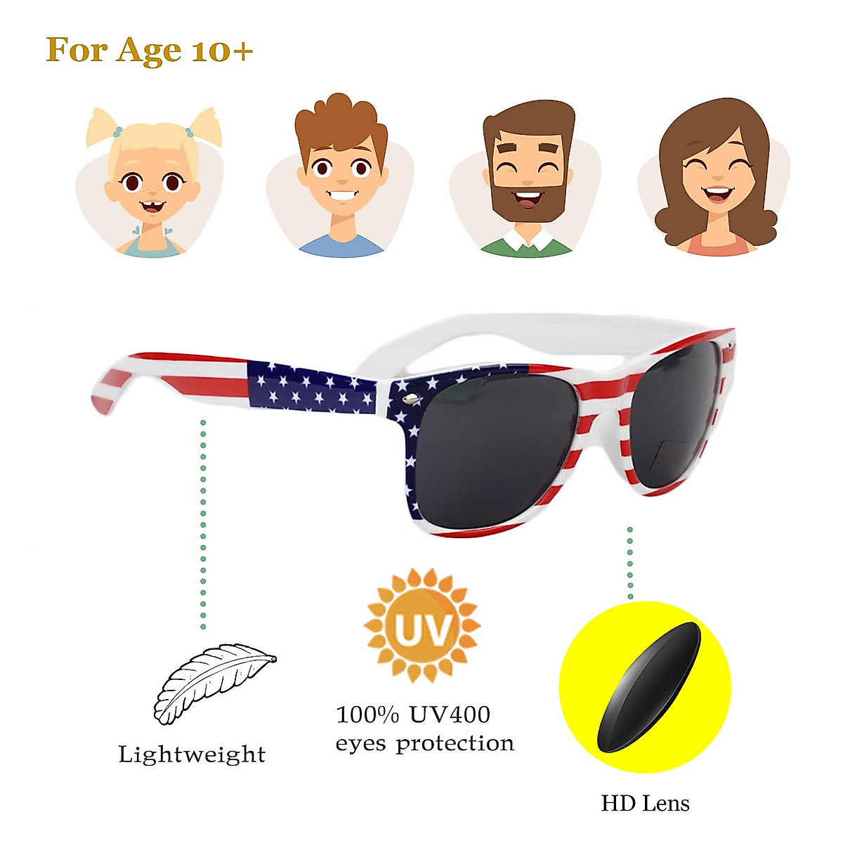 YQVIE Bulk American Flag Sunglasses Retro 90s Style Sunglasses for Men Women Independence Day Party Supplies UV400 Protection (20Pack)