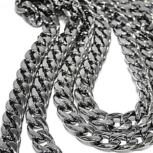 WEICHUAN 47" DIY Iron Flat Chain Strap Handbag Chains Accessories Purse Straps Shoulder Cross Body Replacement Straps, with Metal Buckles (Gun-Black)