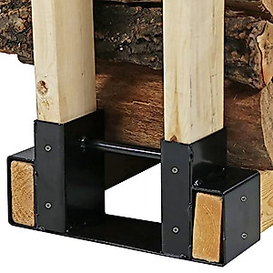 WANLISELL Firewood Log Bracket, 2 Pack Outdoor Firewood Rack Brackets Kit, Adjustable Log Rack Holder for Wood Storage