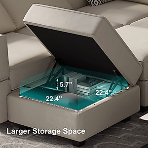 Belffin Modular Sectional Sofa Couch with Ottoman L Shape Corner Couch Sofa with Storage Modular Sofa with Chaise Velvet Grey…