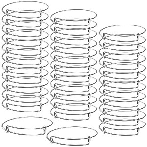 UPINS 100Pcs Expandable Blank Bangle Bracelets Adjustable Wire Bracelets for DIY Jewelry Making (Silver) (Silver)