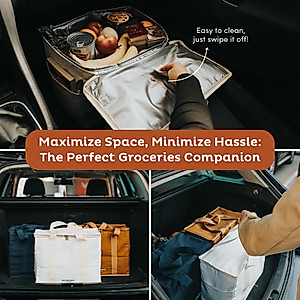 Reusable Insulated Grocery Bag - Leak Proof, Large Insulated Cooler Bag - Insulated Shopping Bags for Groceries - Travel Cooler Bag for Frozen and Hot Food with Zippered Top - for Picnic (Deep Blue)