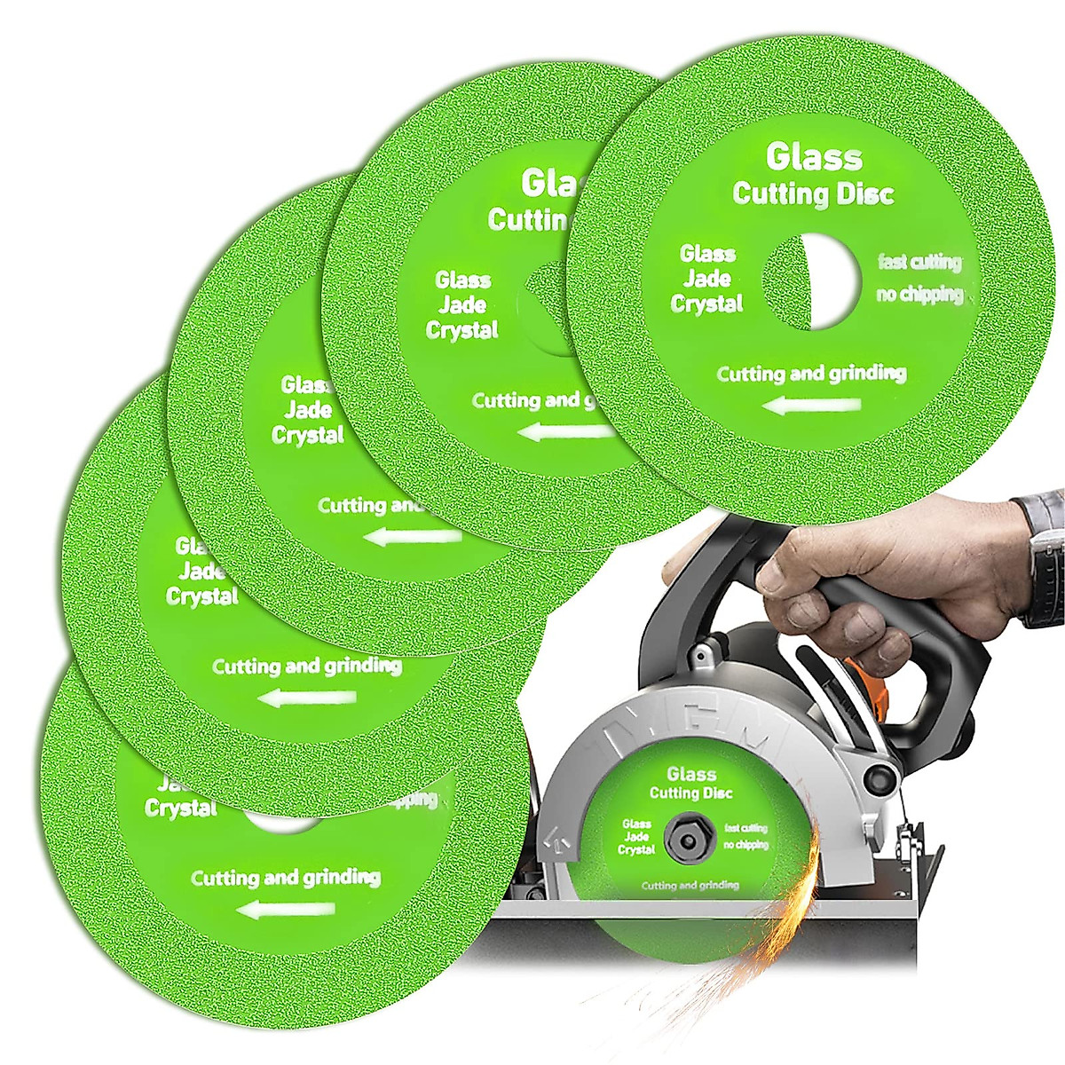 Glass Cutting Disc Pack of 5, Ultra-Thin Diamond Cutting Disc Saw Blade Suitable for 4 Inch Angle Grinder, Diamond Cut Off Wheels for Glass Ceramic Diamond Marble Jade Crystal Cutting Sand Wheel