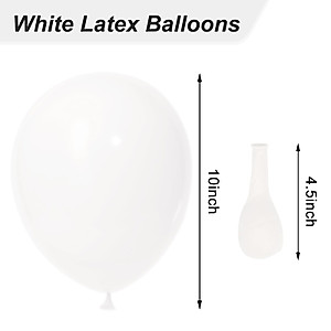 RUBFAC 70pcs White Latex Balloons, 10 Inch Helium Party Balloons, Latex Balloons for Balloon Garland Arch as Wedding, Birthday, Graduation, Baby Shower, Bridal Shower