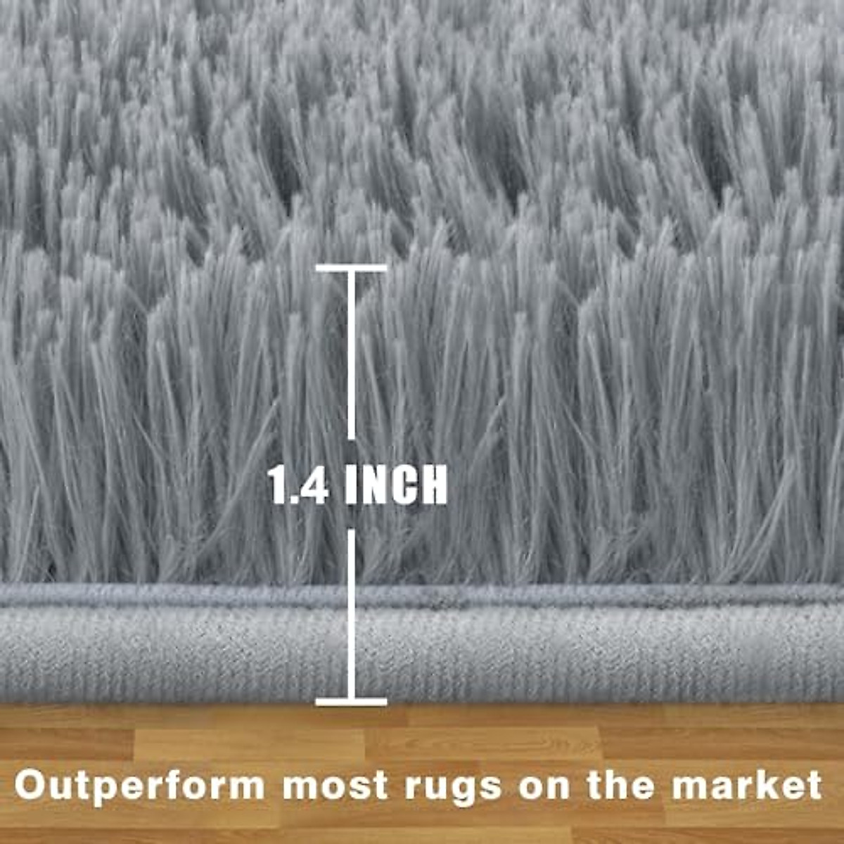 ROCYJULIN Rug, 8x10, Light Grey, High Pile, Area Rug for Living Room, Bedroom, Dorm Room, Playroom, Kids Room