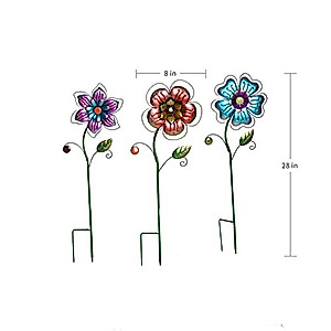 Garden Stake Outdoor Plant Pick Cute Metal Flower Stick Art Ornament Decor Lawn Yard Patio,3 Set