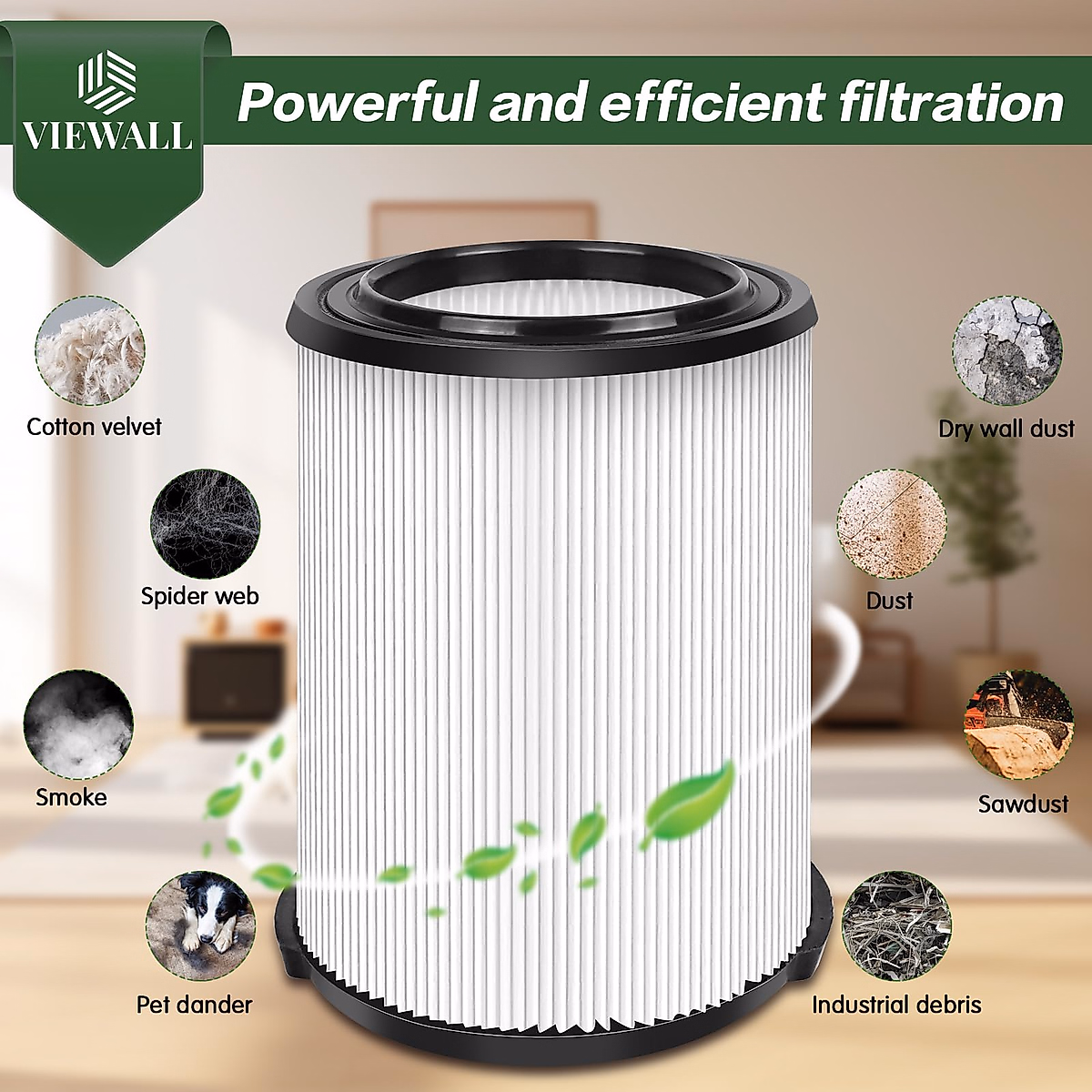 VIEWALL 2 Pack VF4000 Replacement Filter for RIDGID, Standard Wet/Dry Vac Filter Vf4000 Compatible with RIDGID Vacs Wet Dry 5-20 Gal, 6-9 Gal Husky Vacuum