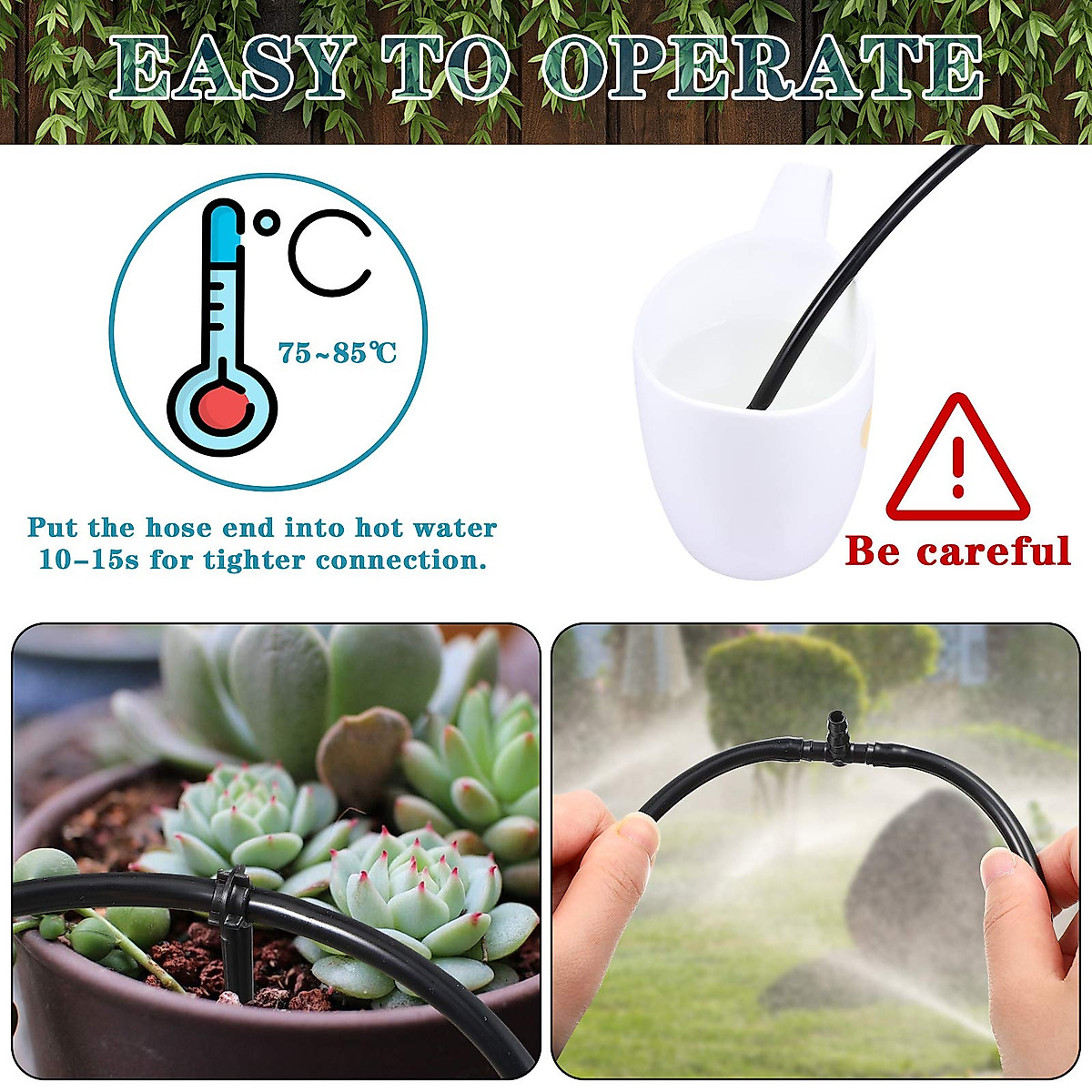 Irrigation Fittings Kit Drip Irrigation Connectors Include 80 Straight Barbs 60 Tees 20 Elbow 20 End Plug 20 4-Way Coupling and 100 Irrigation Support Stakes Hose Holder for 1/4 Inch Tubing 300 Piece