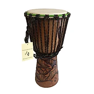 JIVE Djembe Drum African Bongo Congo Wood Drum Deep Carved Solid Mahogany Goat Skin Professional Quality 16" High (Turtle)
