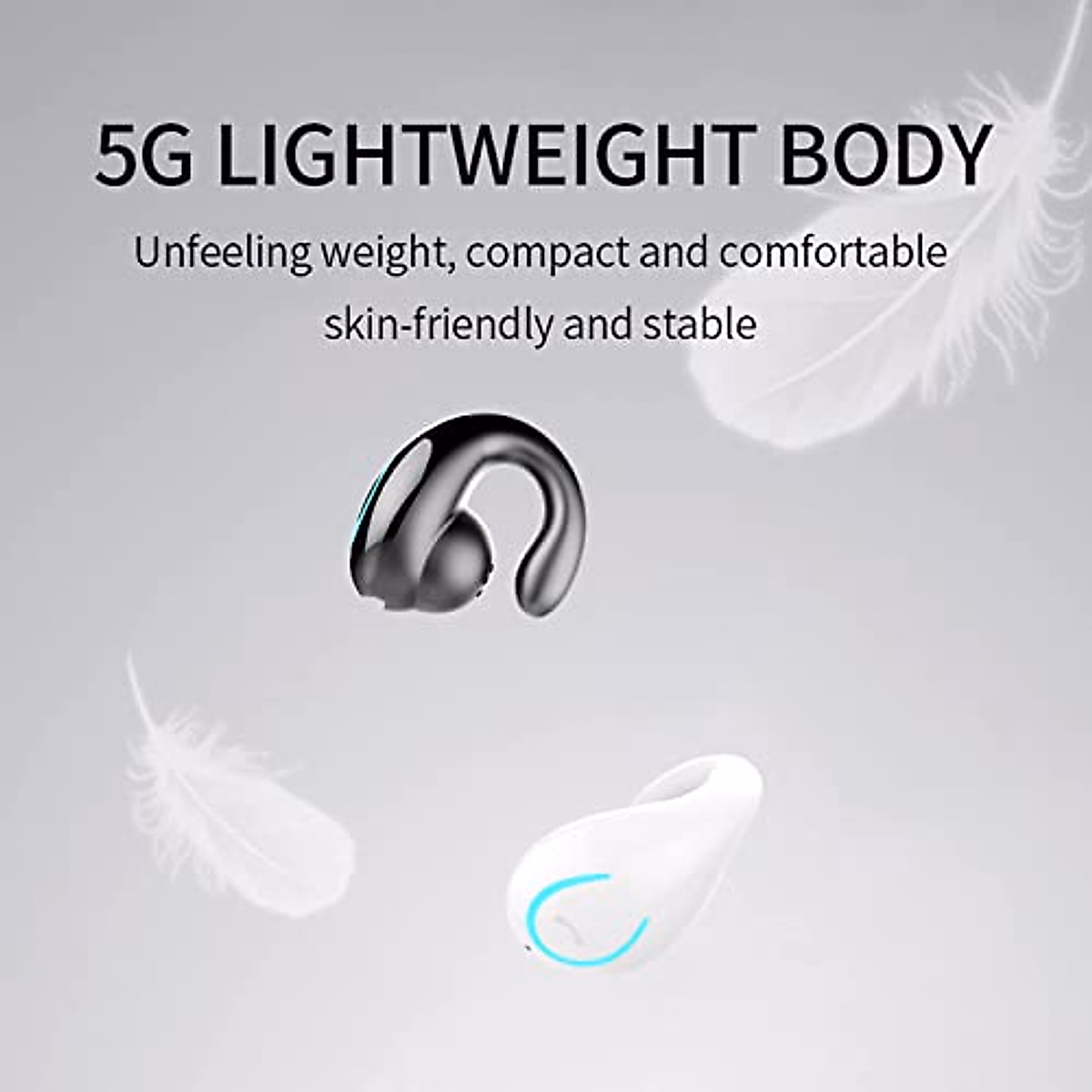Open Ear Headphones Wireless Earbuds Bluetooth Sport Headset Single Mini Earpiece Tiny Ear Buds Discreet Microphone Waterproof Lightweight Long Battery Life for Running Workout Android iOS Pink