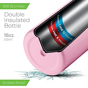 SIPX™ Triple-Insulated Tumblers - 18 Oz. Slim Modern Tumbler With Lid, insulated Cup Keeps Hot For 12 Hours, Stainless Steel Tumbler Made Of Sustainable Material, Coffee Travel Mug (Pink)