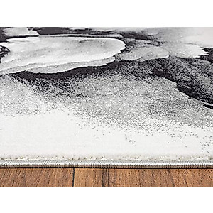 Abani Rugs Modern 5'3"x7'6" Black & White Floral Swirl Area Rug - Contemporary Geometric 3D Rug, Arto Collection