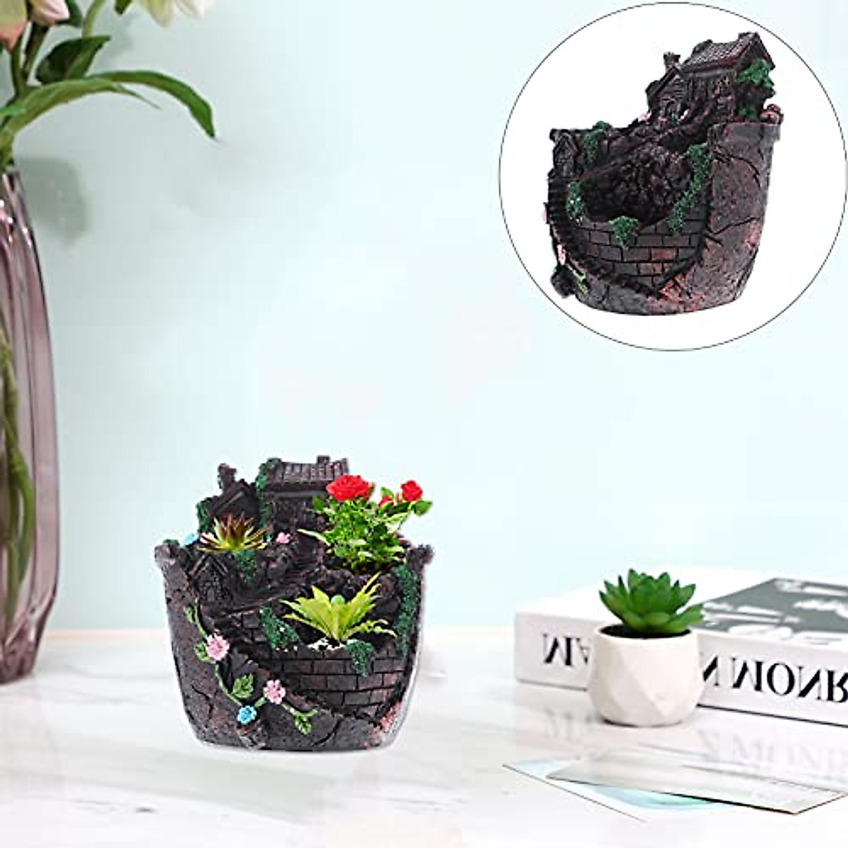 Homoyoyo Flower Vases Decorative 1pc Bonsai Gift Indoor Outdoor Inches Party Desk Scenery Landscape Coffee, Doll Led Container Fleshy Pot, Office Plant Resin Decoration, Pot Statues Plants Pots