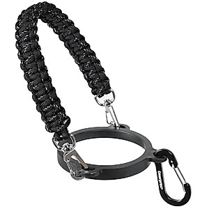 Gearproz Paracord Handle for Hydro Flask - Also Compatible with Iron Flask, Thermoflask, Takeya 12 to 40 oz Water Bottles - Accessories with Survival Cord Handle (Black)