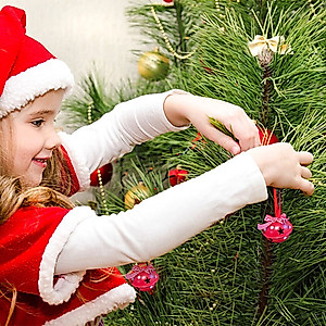 Gesundheit 12 PCS 2" Tall Christmas Jingle Bell,Christmas Tree Bells Pendant,Christmas Holiday Party Supplies Craft Bells with Star Cutouts, Red & White & Green for Home Garden Christmas Tree Decor,