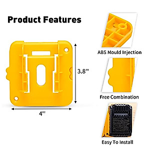 6 Pack Battery Mount Holder for Dewalt 20V 60V Battery Dock Holder Fit for DCB200 DCB203 DCB205 DCB206 Batteries