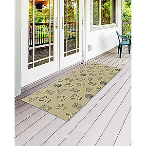 KITHOME Front Door Mat Laundry Room Items Tile Pattern Brown Background Indoor Outdoor Entrance Doormat Washable Floor Mats for Front Door Bathroom Kitchen Runner Rugs 16x47 Inch