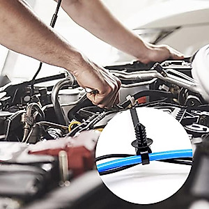 SWZHAI 50 PCS Push Mount Zip Ties, 6.89 Inch Nylon Car Mount Wire Ties Snap in Cable Zip Ties, Black Automotive Zip Ties Fastener Wire Harness Clips for Wire Tying (6.89" L x 0.22"W)