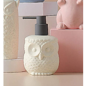 123Arts Ceramic Owl Shape Soap Dispenser Soap Bottle Lotion Bottle with Pump