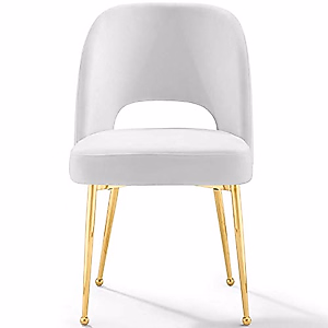Modway Rouse Performance Velvet Dining Side Chair in White