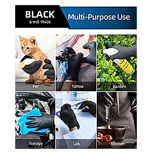 Glovary Black Cooking Gloves Disposable Latex and Powder Free Nitrile Glove Large 6 Mil, 100 Count, Hair Dye Cleaning, Food Grade Handling Service Gloves